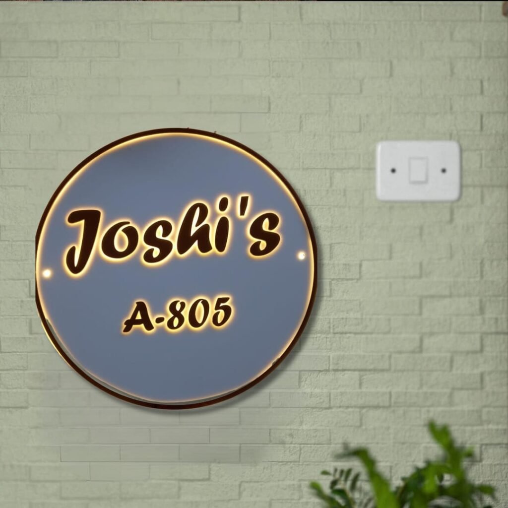 Round Backlit LED Nameplate – Modern & Personalized – nameplateworld.com