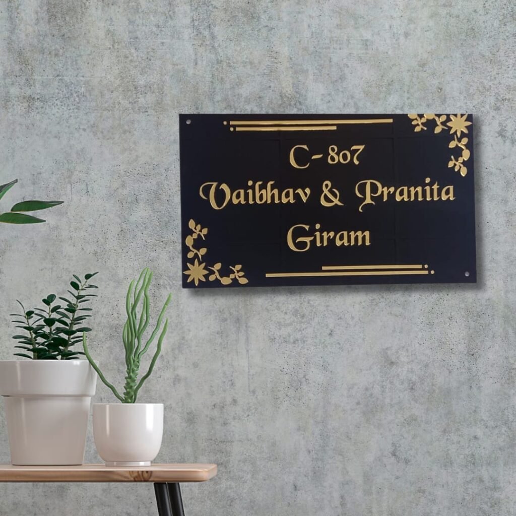 Modern & Clean Rectangular Acrylic Nameplate with Brass Accents ...